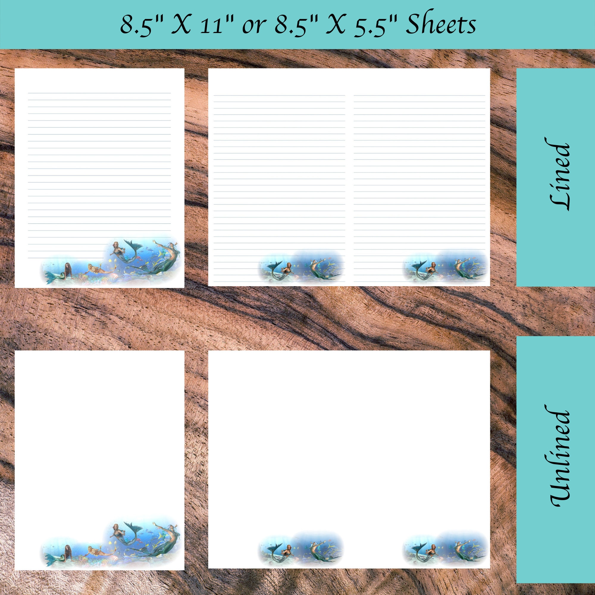 Ocean Mermaid Friends Printable Writing Sheets | Writing Paper ...
