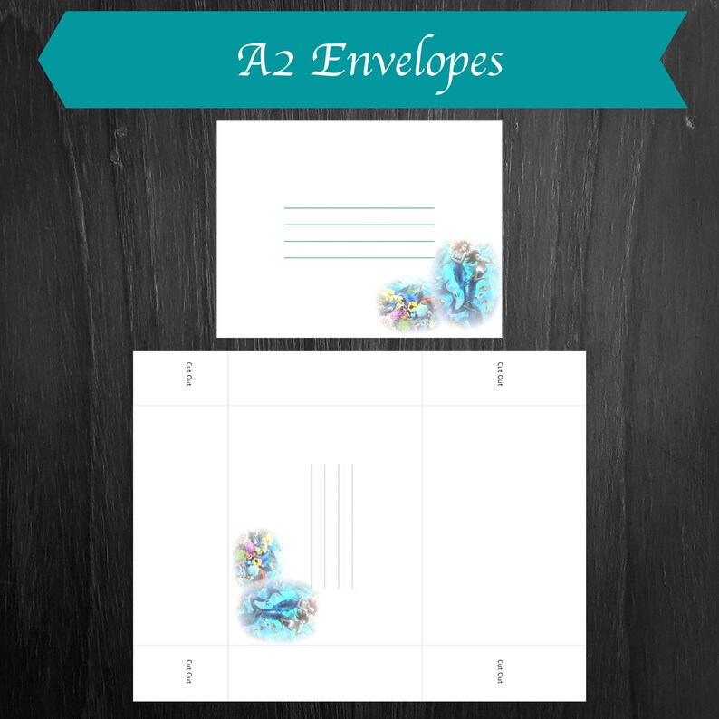 Mermaids Printable Envelopes Writing Paper Pretty Stationery 10 ...
