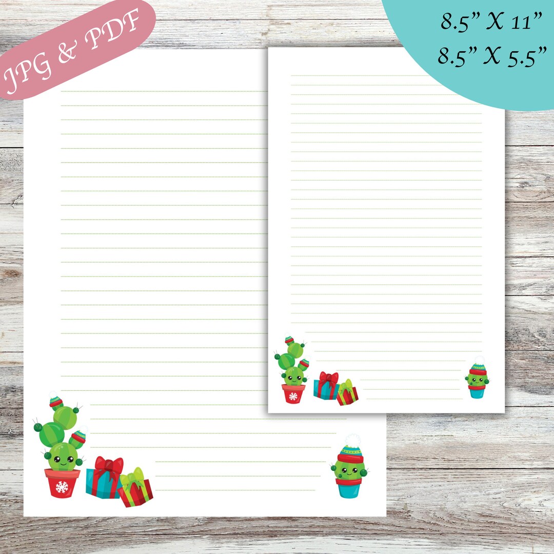Christmas Cactus Printable Writing Sheets | Writing Paper | Stationery ...