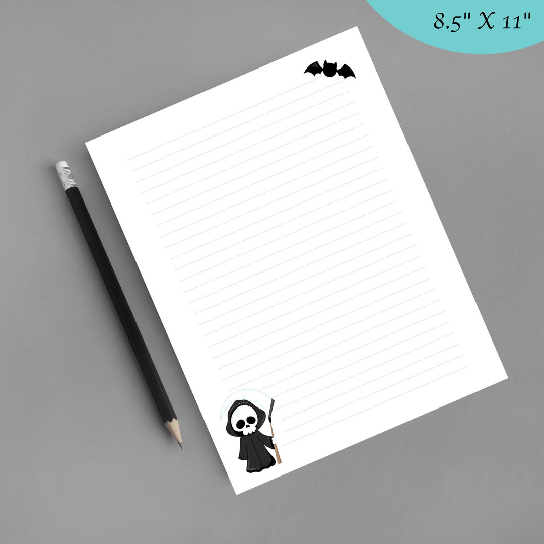 Grim Reaper Printable Writing Sheets Writing Paper Pretty - Etsy