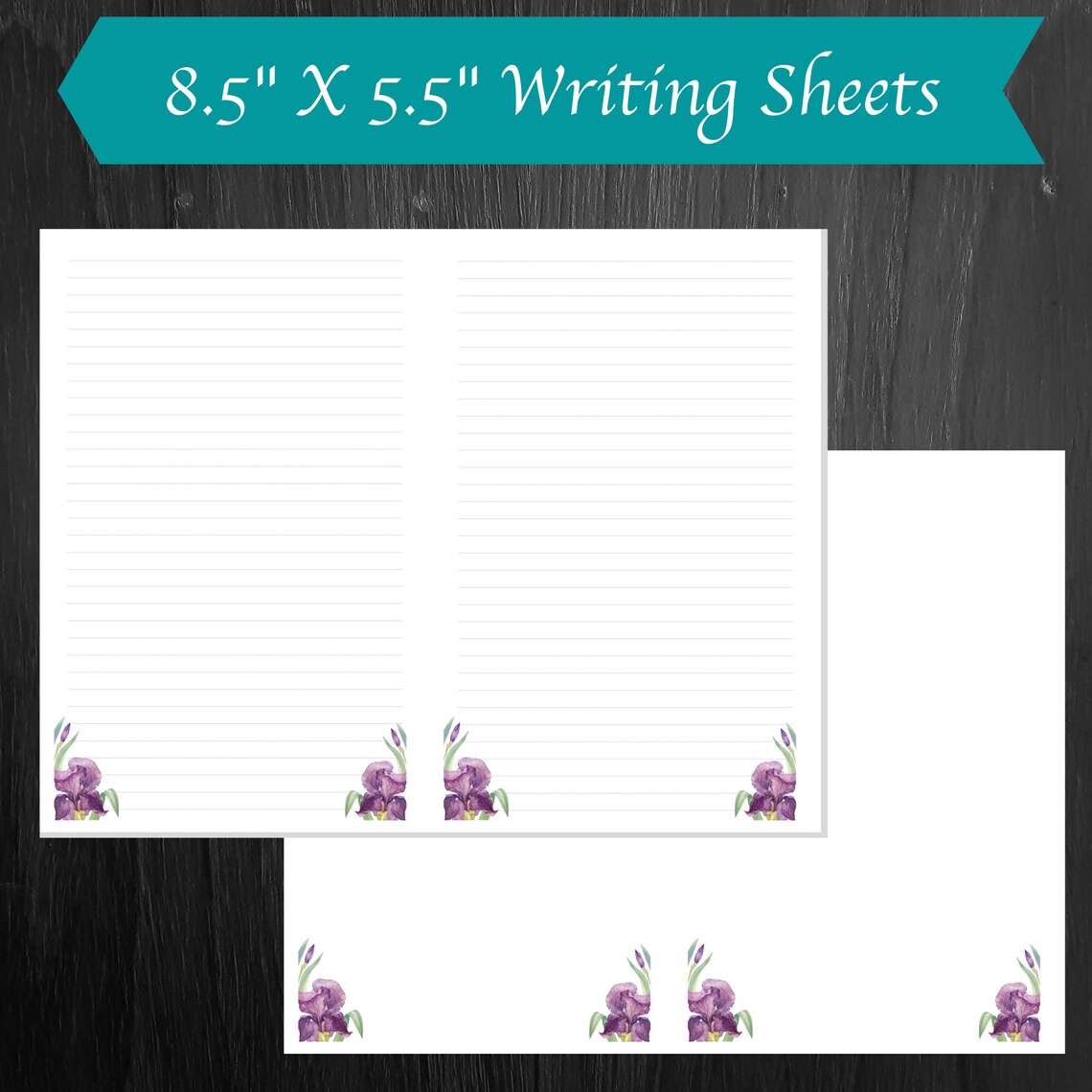 Purple Irises Printable Writing Sheets | Writing Paper | Pretty ...