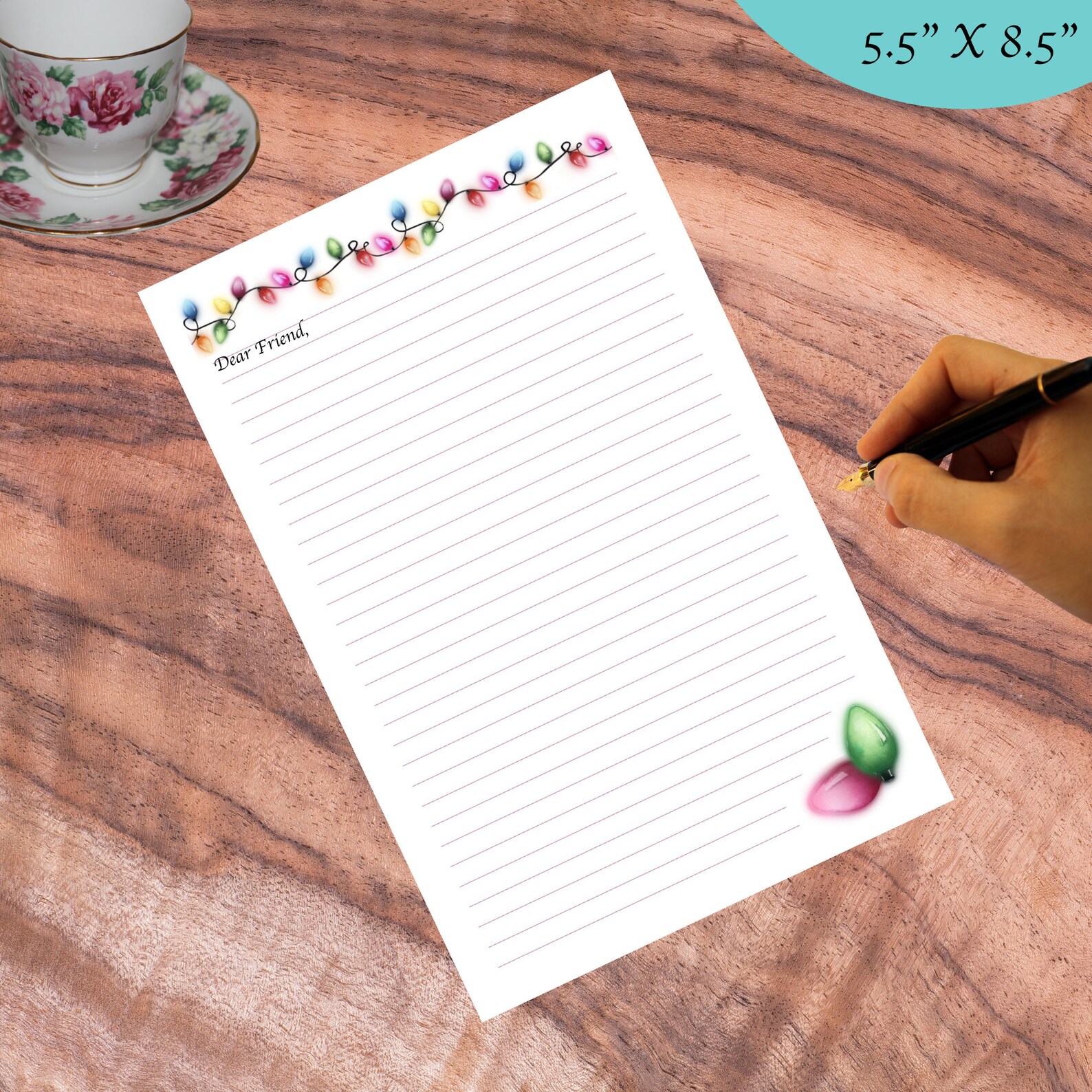 Christmas Lights Printable Writing Sheets | Writing Paper | Stationery ...
