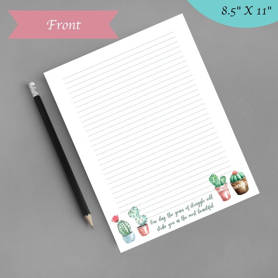 Cactus Quote Printable Writing Sheets Writing Paper - Etsy