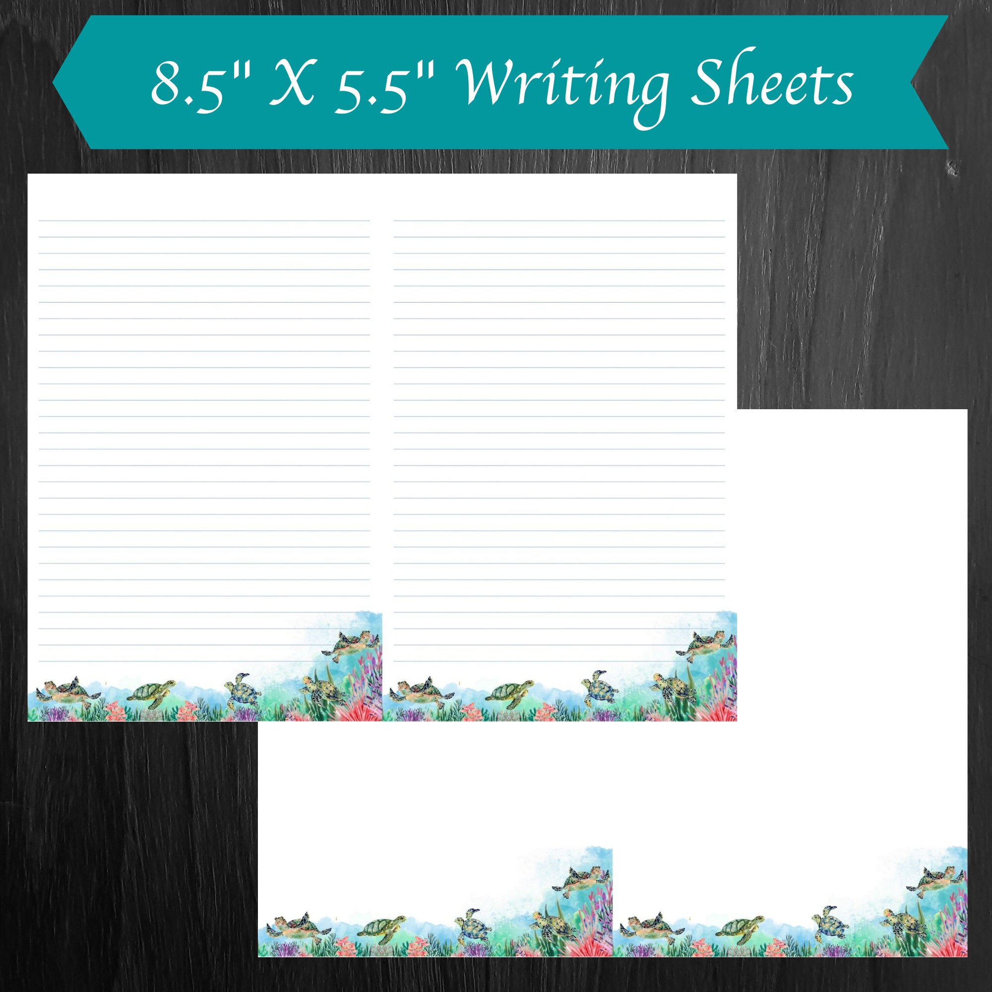Turtles Printable Writing Sheets | Writing Paper | Pretty Stationery ...