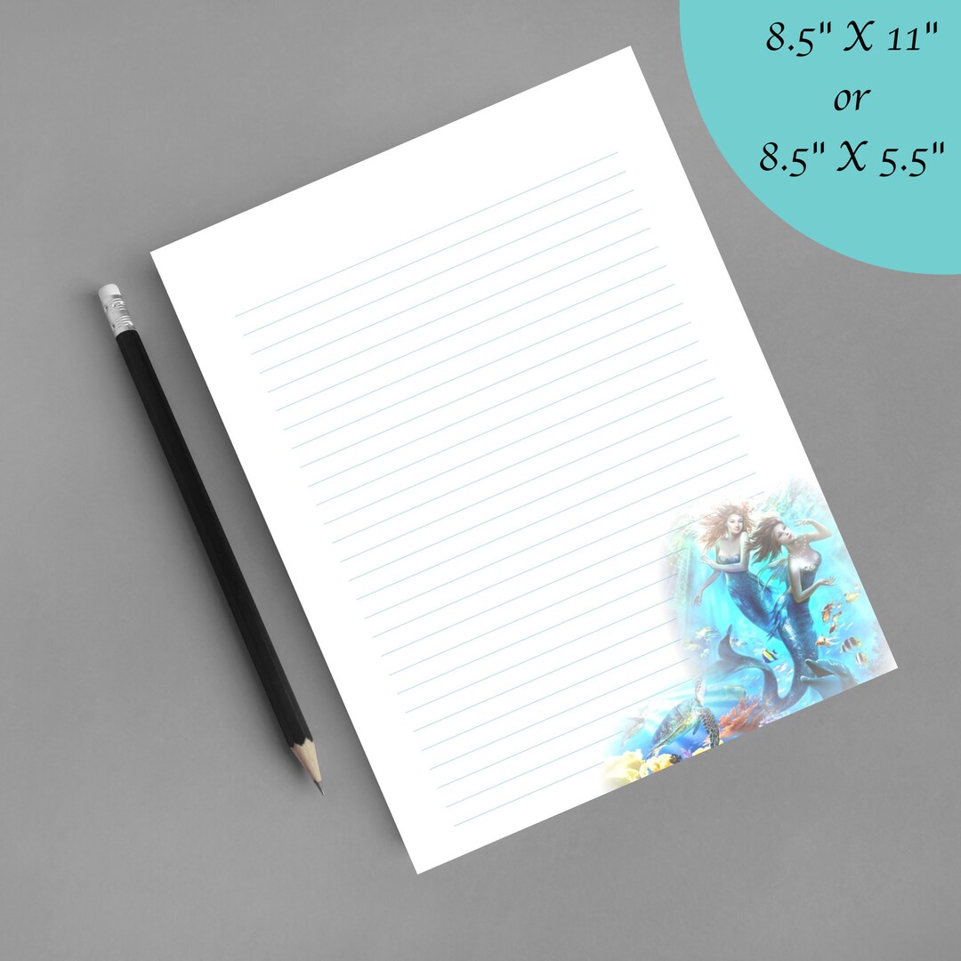 Mermaids Printable Writing Sheets | Writing Paper | Pretty Stationery ...