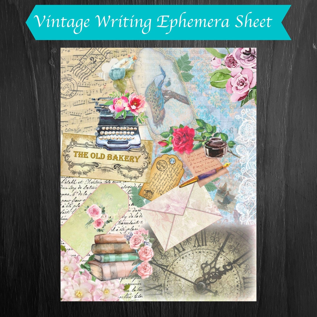 Vintage Writing Printable Ephemera Sheet | 8.5" X 11" JPG File - Etsy