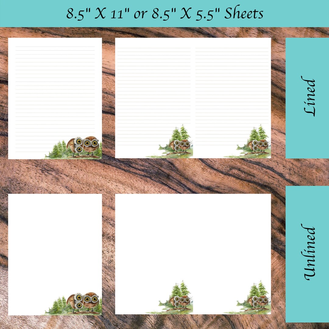 Owls Printable Writing Sheets | Writing Paper | Pretty Stationery | 8.5 ...