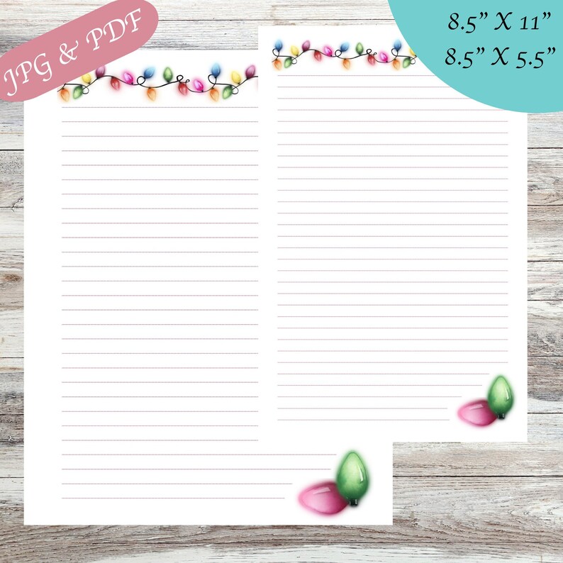 Christmas Lights Printable Writing Sheets | Writing Paper | Stationery ...