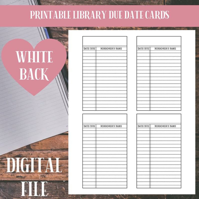 Printable Library Due Date Card Ephemera for Junk Journals or Loose ...