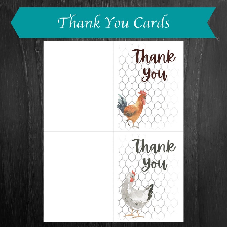 Chickens Printable Thank You Cards | 2 per 8.5" X 11" Sheet | Blank ...