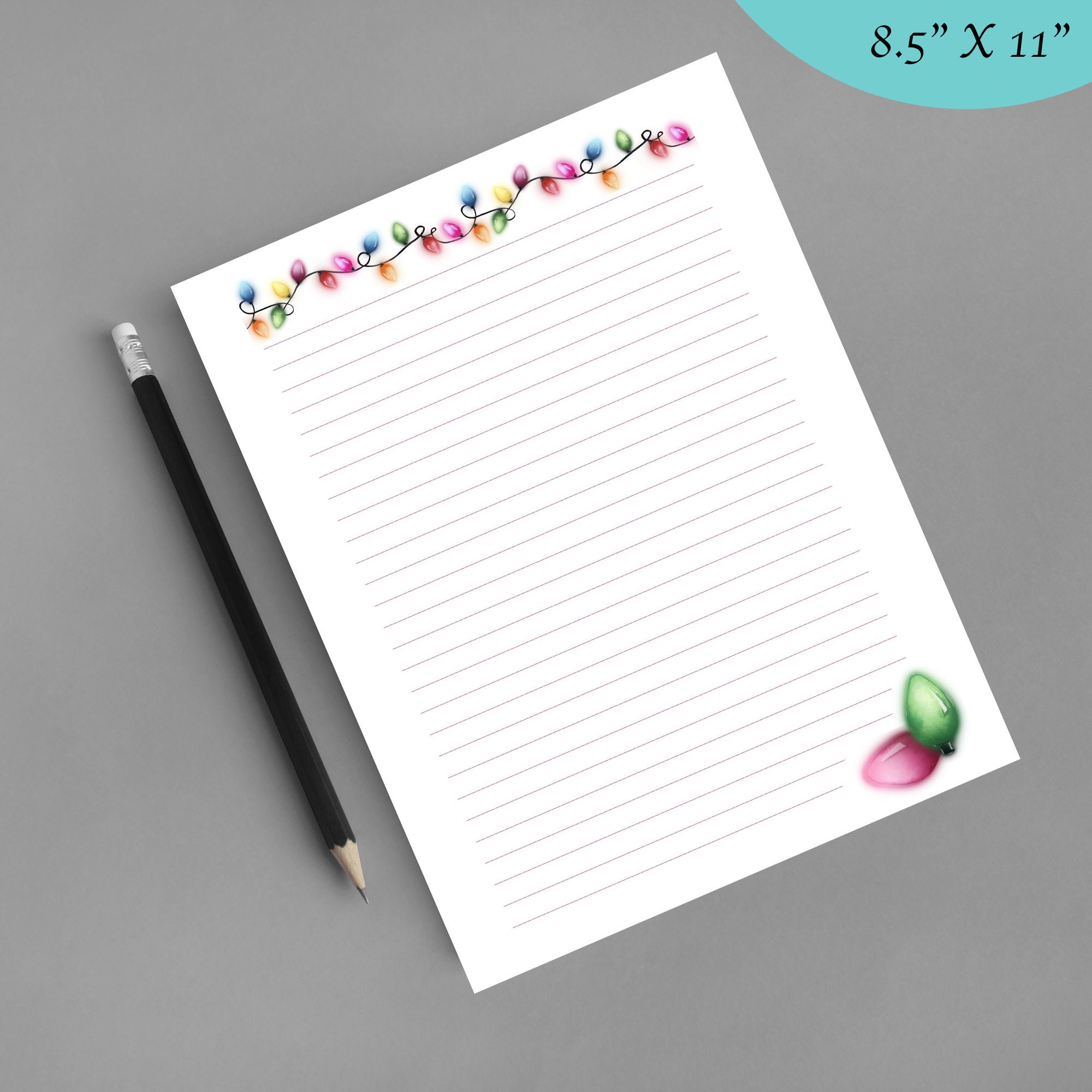 Christmas Lights Printable Writing Sheets | Writing Paper | Stationery ...