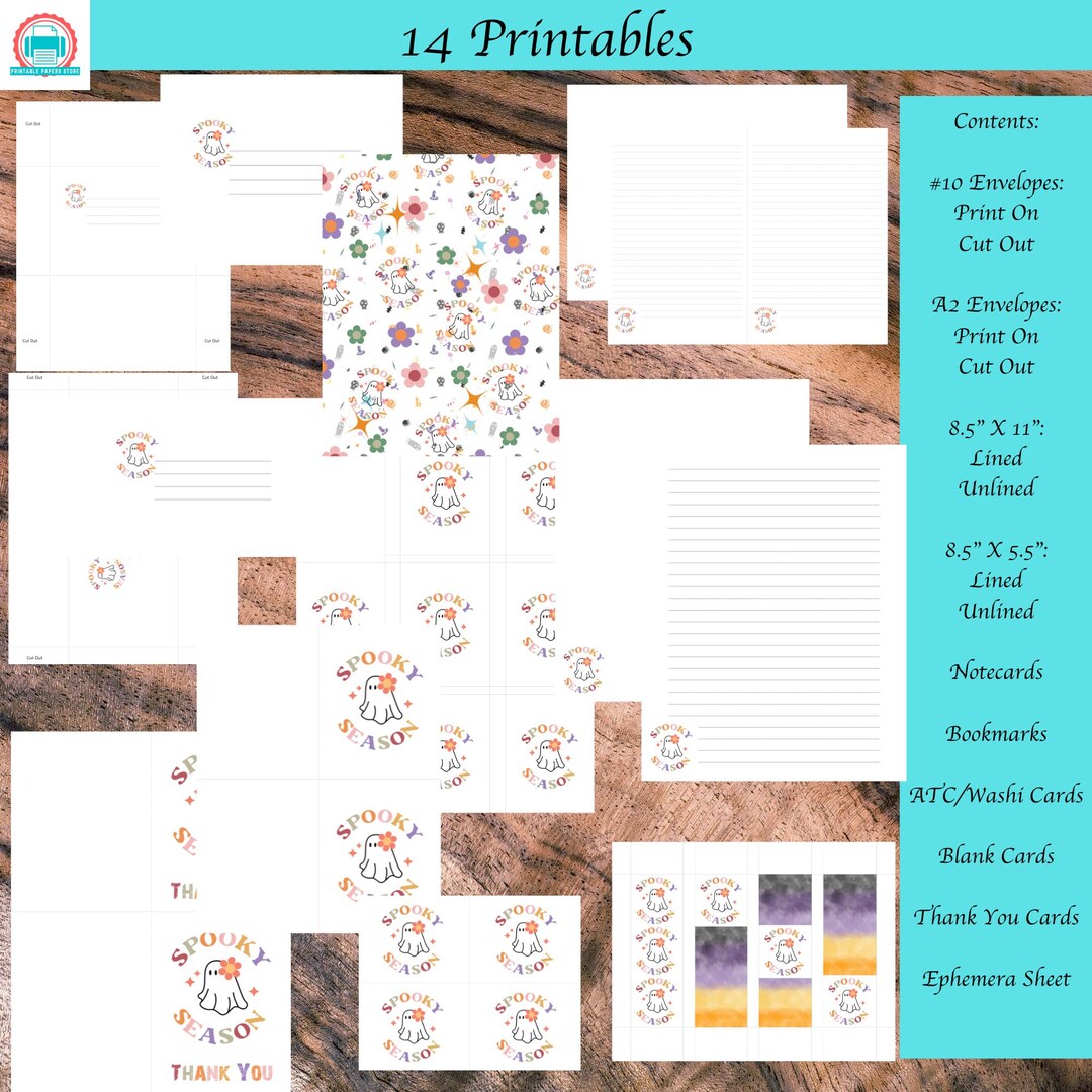 Spooky Season Printable Stationery Bundle | Coordinating Stationery ...