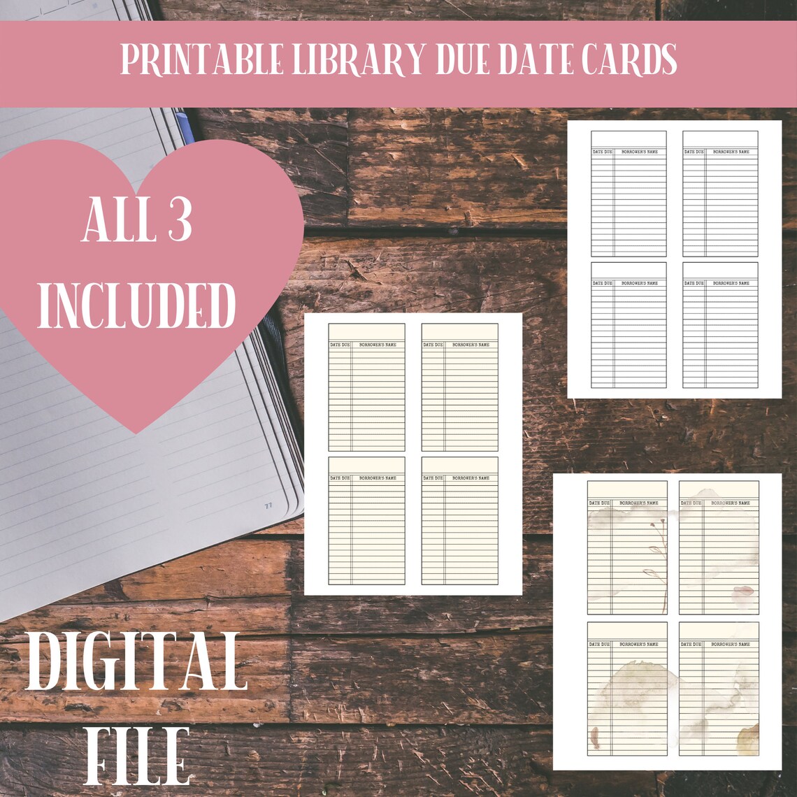 Printable Library Due Date Card Ephemera for Junk Journals or Loose ...