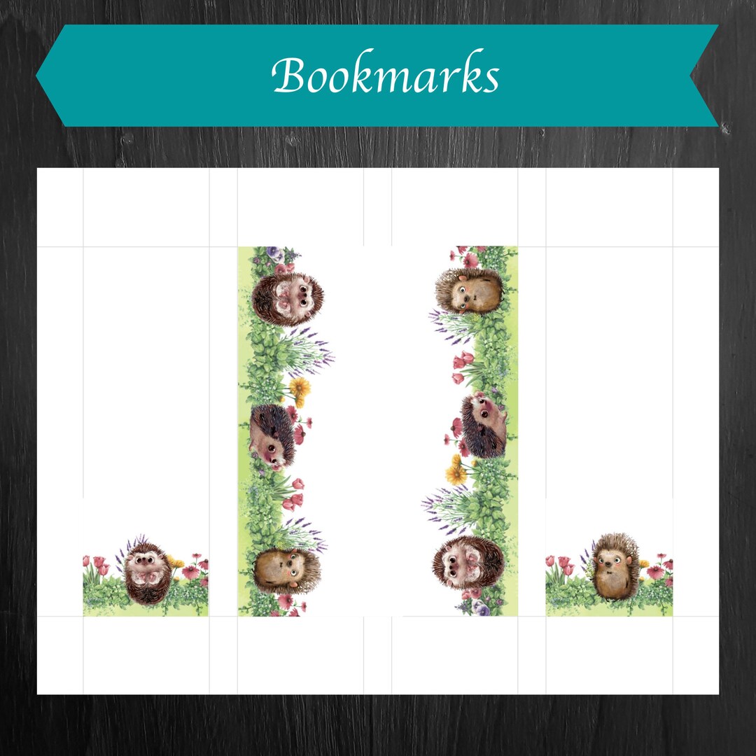 Hedgehogs Printable Bookmarks / Washi Sample Cards | - Etsy UK