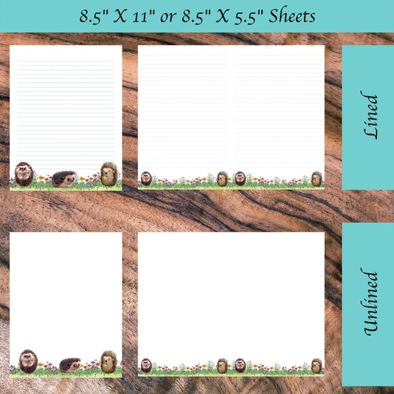 Hedgehogs Printable Writing Sheets Writing Paper Pretty | Etsy