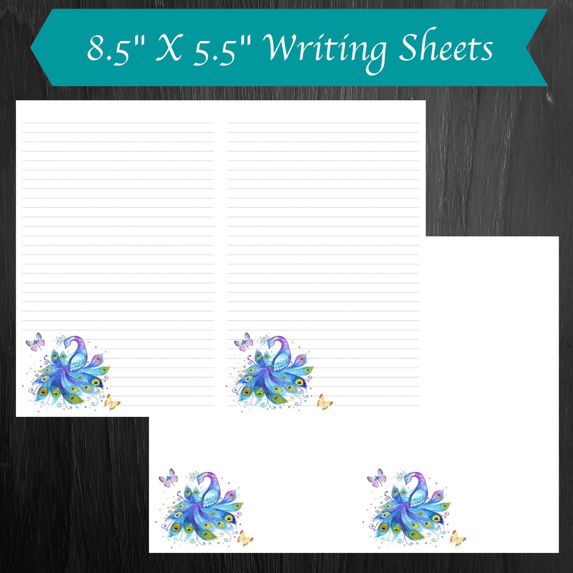 Watercolor Peacocks Printable Writing Sheets | Writing Paper | Pretty ...