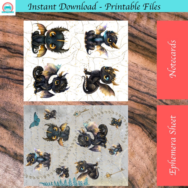 Cute Black Dragon Printable Stationery | Writing Paper, Envelopes ...