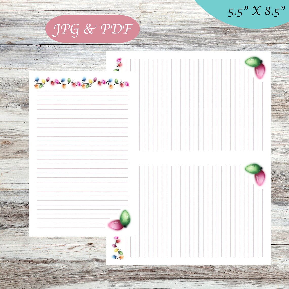 Christmas Lights Printable Writing Sheets | Writing Paper | Stationery ...