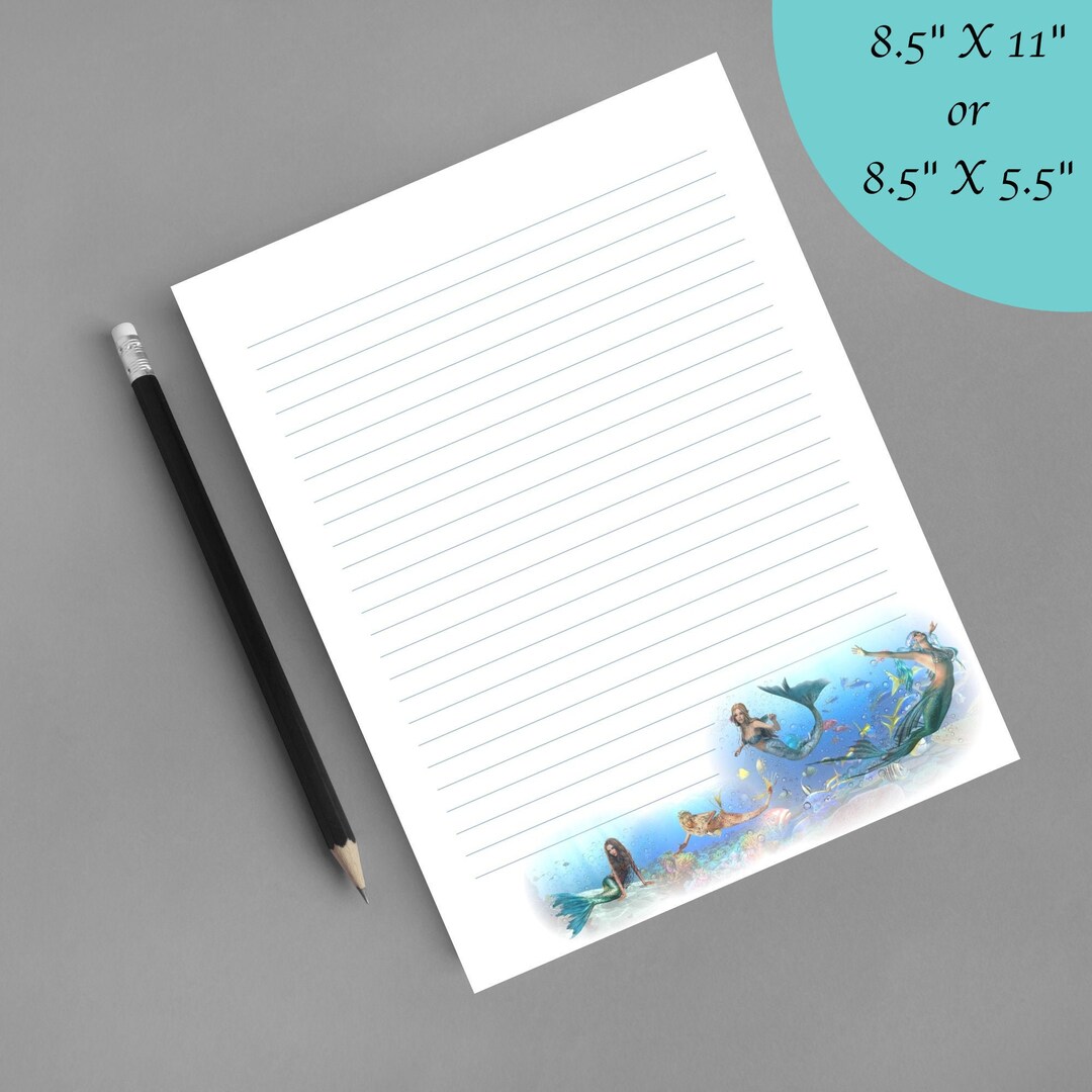 Ocean Mermaid Friends Printable Writing Sheets | Writing Paper ...