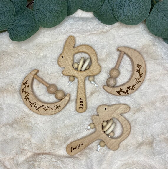 Personalized Wooden Rattles Custom Baby Name Engraved Baby - Etsy