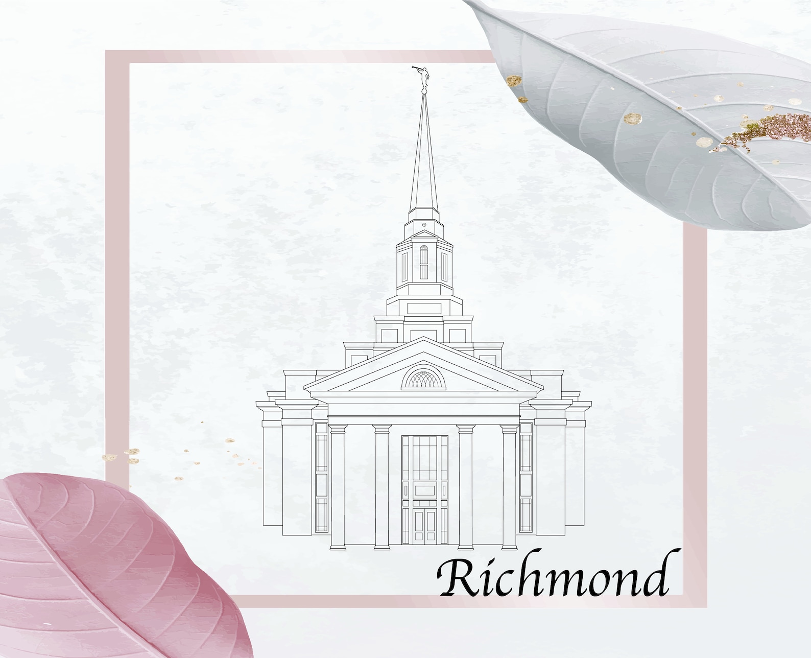 Digital Richmond Virginia LDS Temple Vector, LDS Temple Art, Glowforge ...