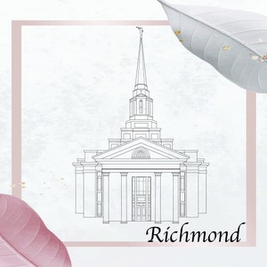 Digital Richmond Virginia LDS Temple Vector, LDS Temple Art, Glowforge ...