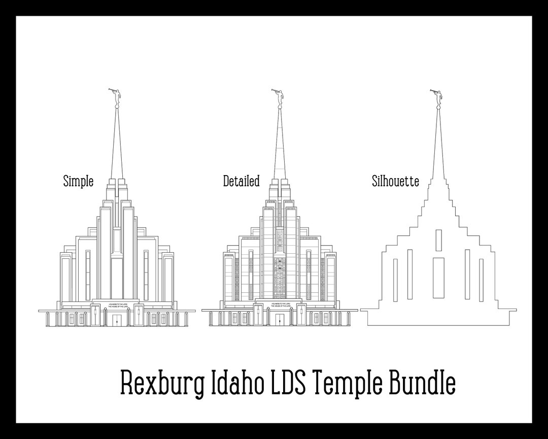 Rexburg Idaho Temple Digital Bundle, Simple, Detailed, Silhouette (SVG ...