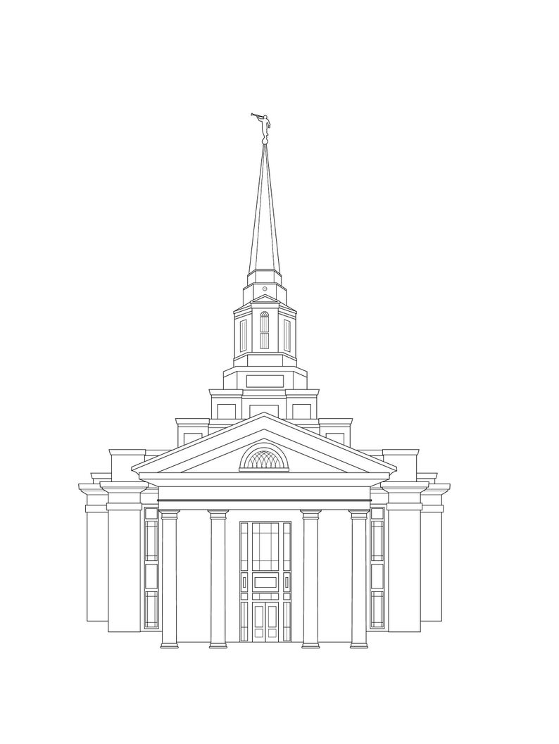 Digital Richmond Virginia LDS Temple Vector, LDS Temple Art, Glowforge ...