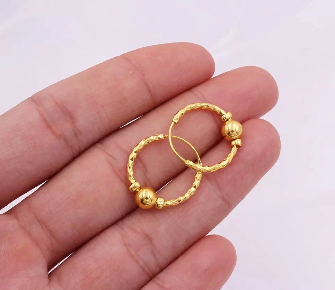 24k Gold Titanium Bali Hoop Earrings, Bali Nattiyan Earrings, Nattiya ...