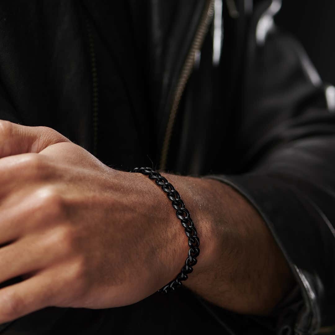 Black Titanium Chain Bracelet, Mens Bracelet, Mens Gift, Mens Bracelet ...