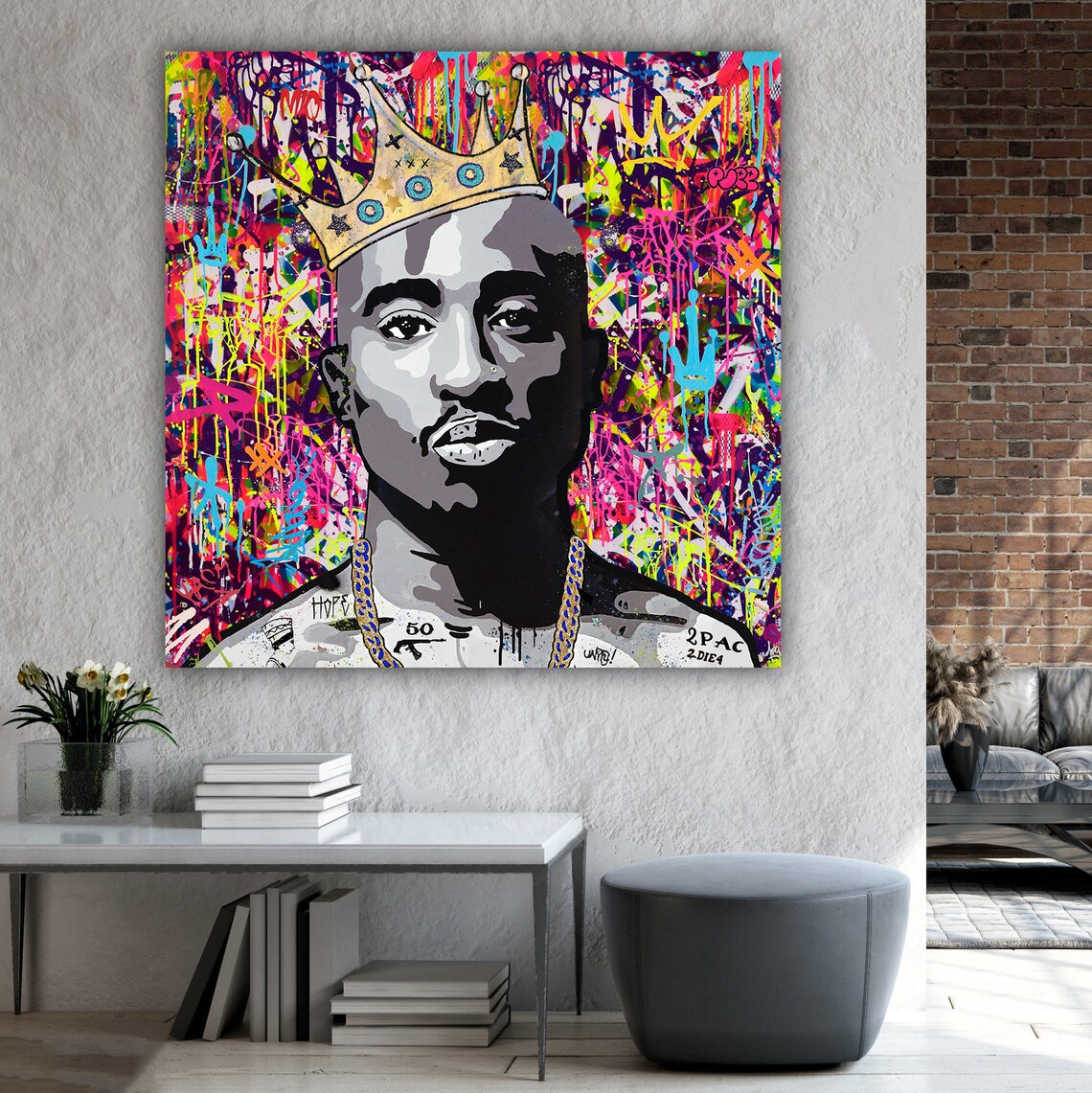 Tupac Art 2Pac Art Canvas Wall Art Original Pop Art | Etsy
