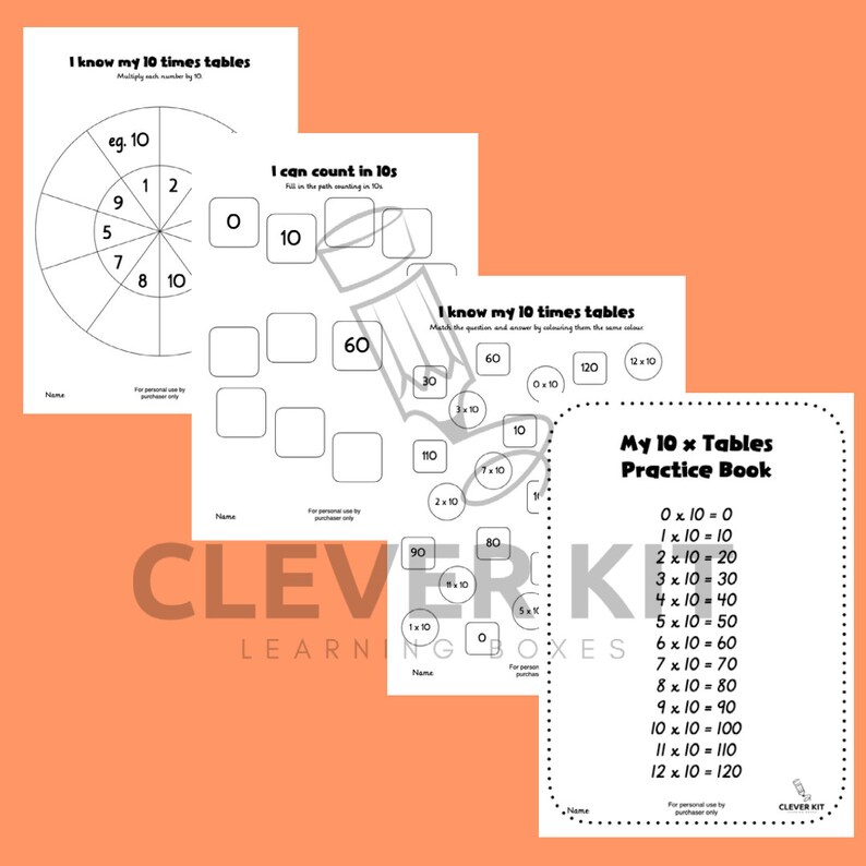 10 Times Tables Activity Booklet - Etsy