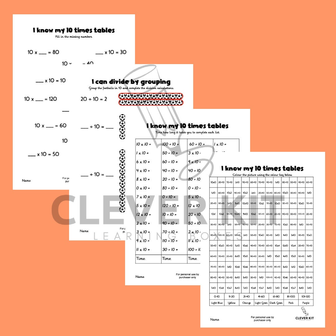 10 Times Tables Activity Booklet - Etsy