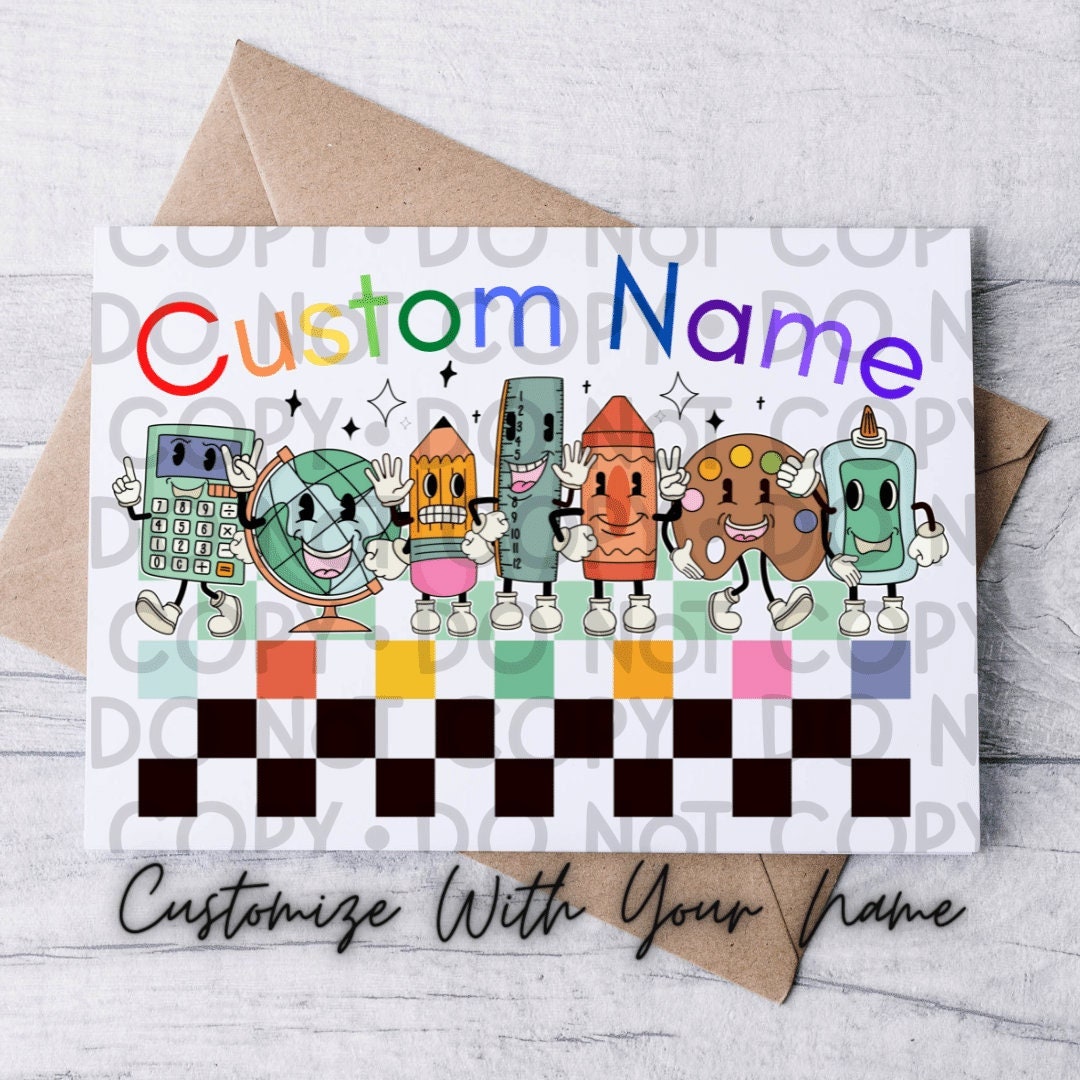 Personalized School Supplies Rainbow Teacher or School Name Ready to ...