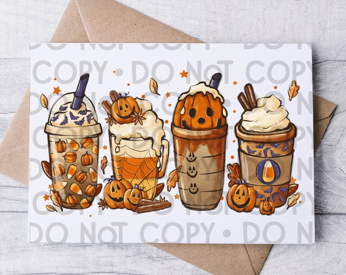Halloween Drinks Ghosts Pumpkins Witches Skulls Fall Autumn Ready to ...
