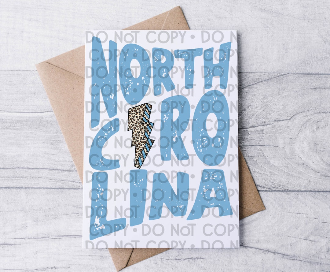 North Carolina Light Blue Leopard Bolt Ready to Press Sublimation - Etsy