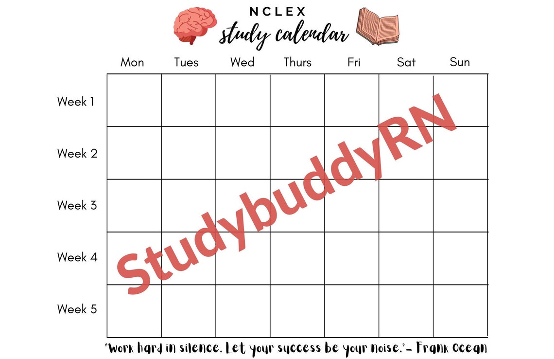 NCLEX Study Calendar (BONUS: Tips & Faqs) - Etsy