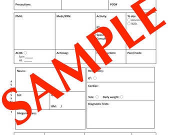 PACU Nurse Report Sheet Template PACU Nurse Brain Pacu - Etsy