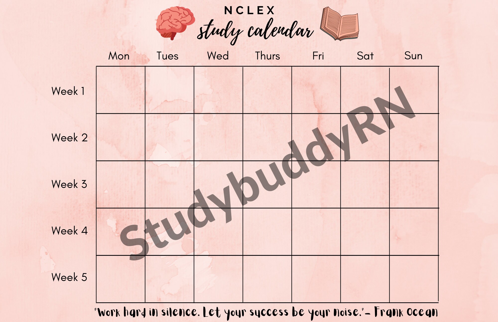 NCLEX Study Calendar (BONUS: Tips & Faqs) - Etsy