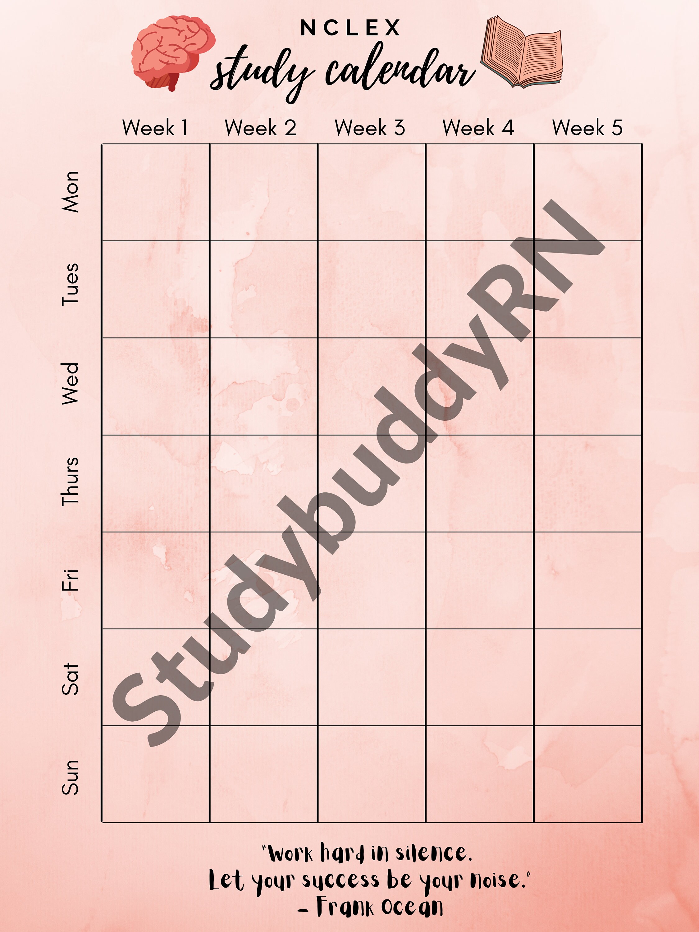 NCLEX Study Calendar (BONUS: Tips & Faqs) - Etsy