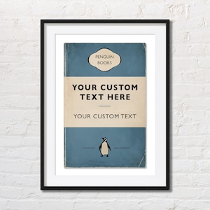 Custom Penguin Book Cover Poster | Personalised Vintage Book Print ...