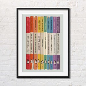 Custom Penguin Rainbow Book Spine Poster | Personalised Vintage Book ...