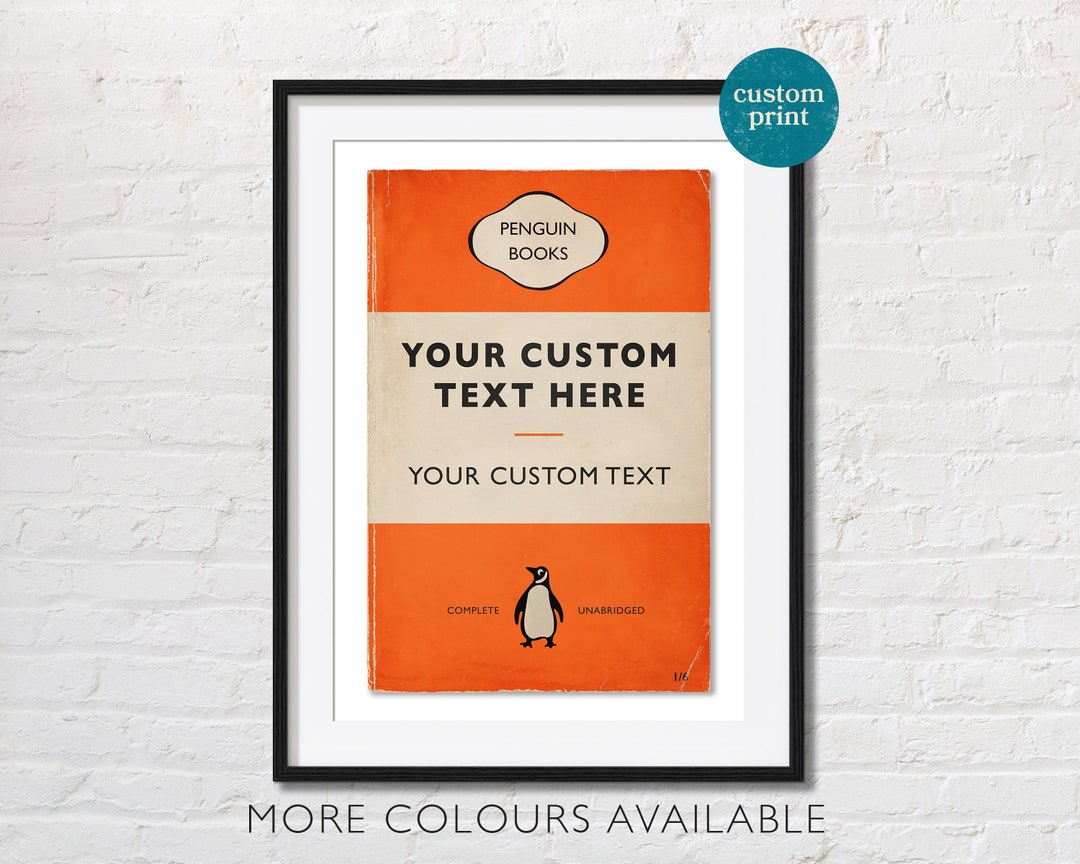 Custom Penguin Book Cover Poster | Personalised Vintage Book Print ...