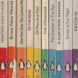 Custom Penguin Rainbow Book Spine Poster | Personalised Vintage Book ...