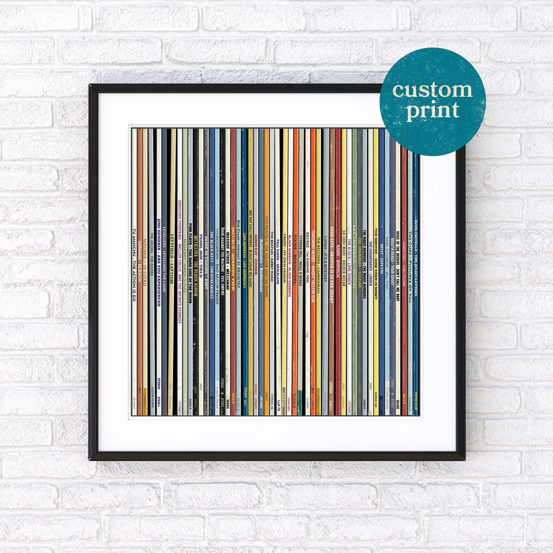 Personalised 50 Vinyl Record Spine Poster | Custom Album Print | Music ...