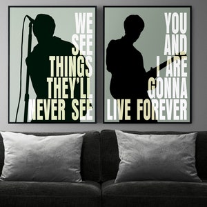 Live Forever | Oasis Song Lyrics Poster | Noel Gallagher | Liam ...