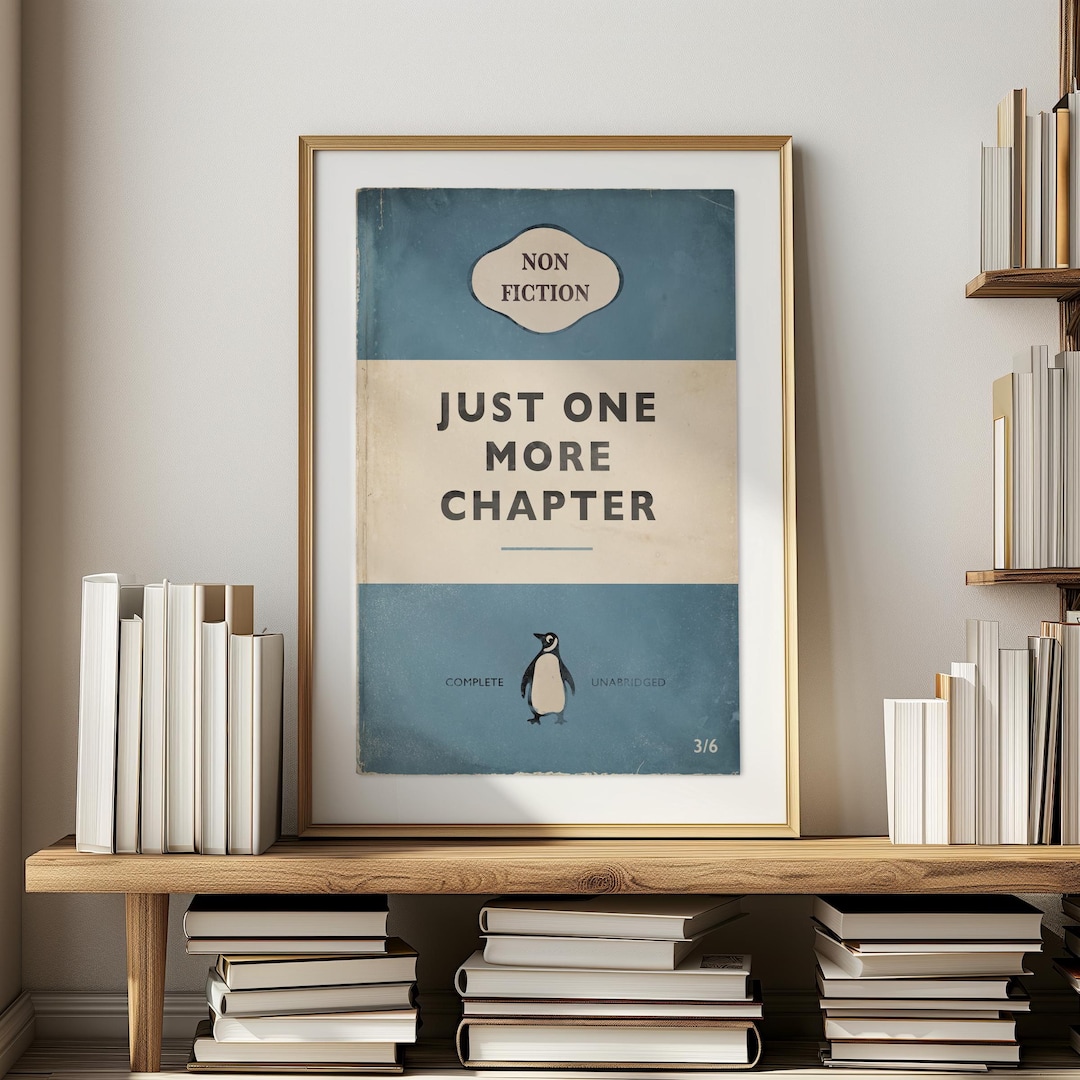 Just One More Chapter Penguin Book Cover Poster, Vintage Book Print ...