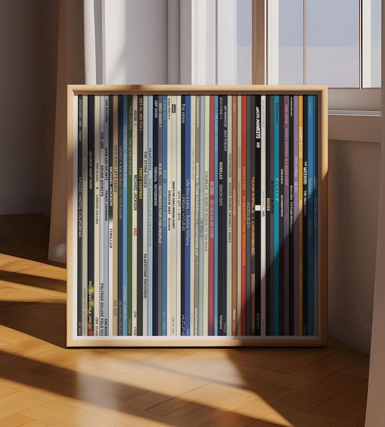 50 Vinyl Record Spine Poster, 50 Years of Vinyl Print, 50th Birthday ...