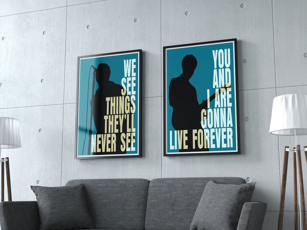 Live Forever Oasis Song Lyrics Poster Noel Gallagher Liam Gallagher ...
