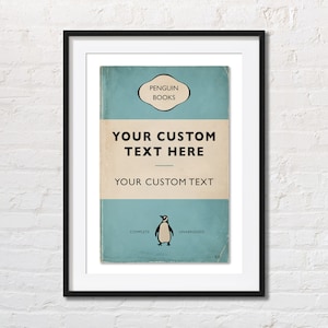 Custom Penguin Book Cover Poster | Personalised Vintage Book Print ...